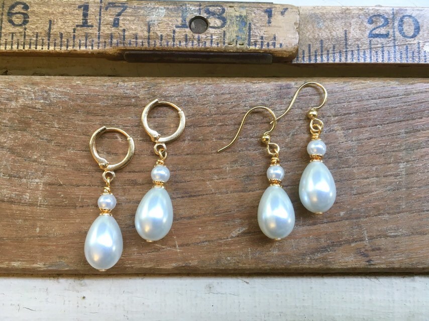 Glass Pearl Drops With a Second Smaller Glass Pearl - Etsy