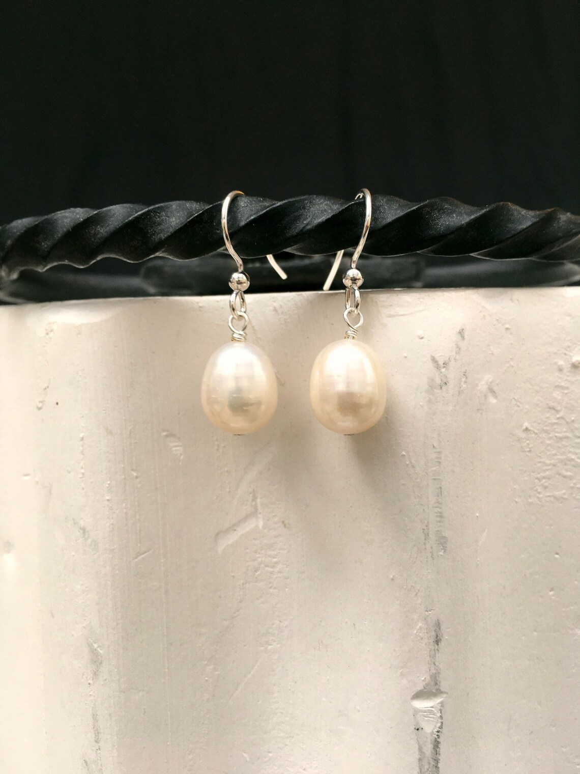 Cultured Freshwater Pearl Drops on Silver Plated or Gold - Etsy