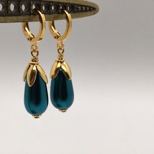 Teal Glass Faux Pearl Drops - Etsy