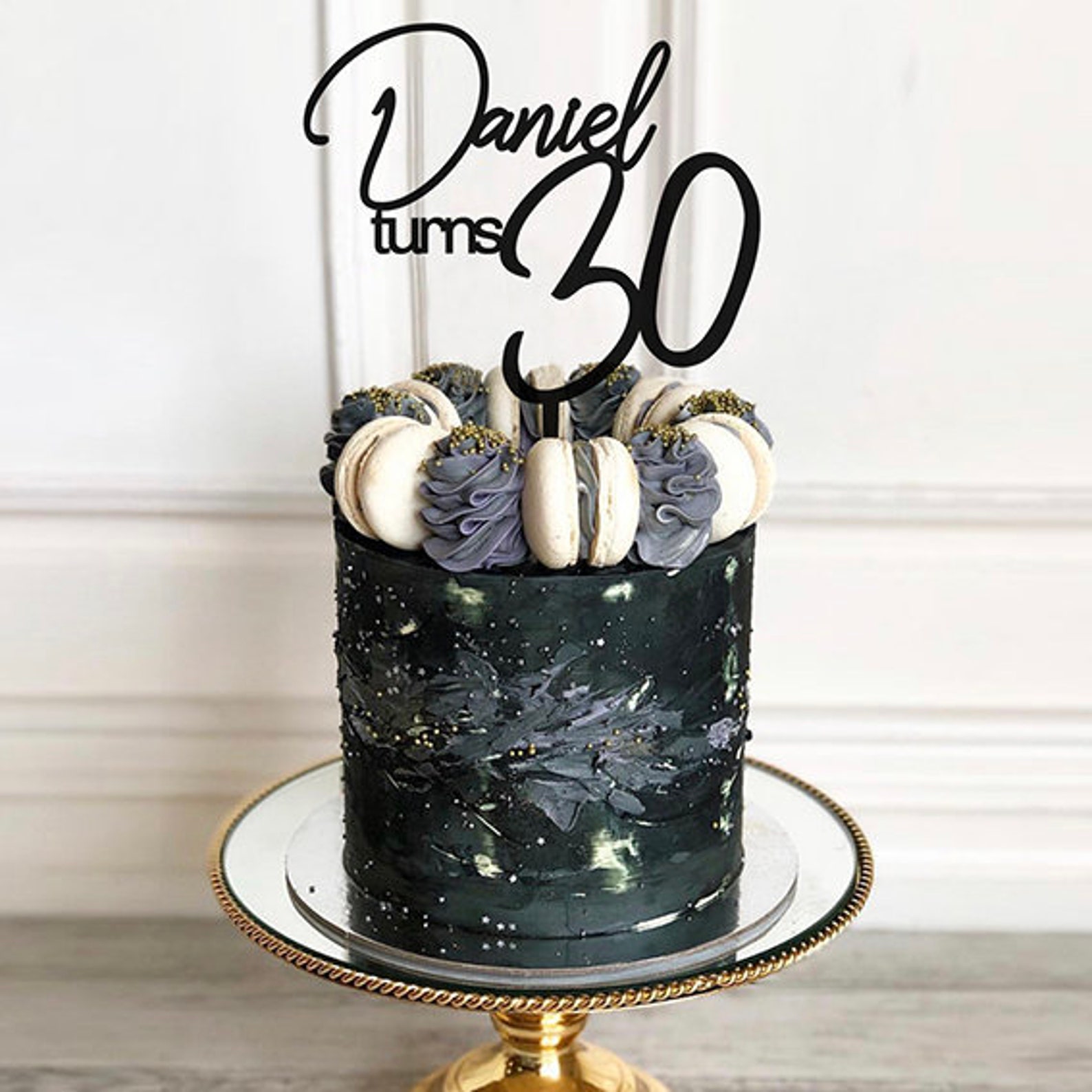 30th Birthday Cake Topper Custom Cake Topper Thirty Cake Etsy
