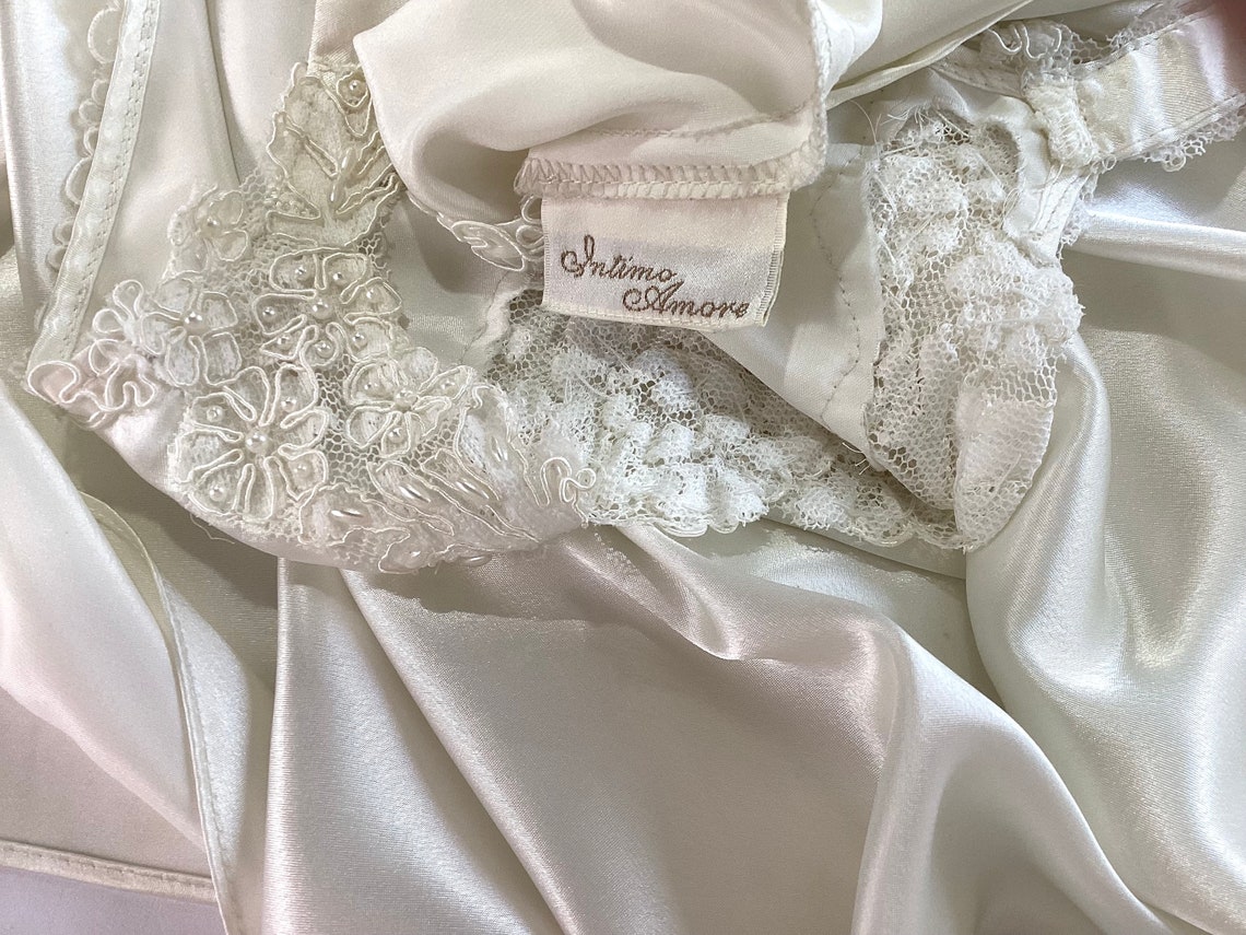 Intimo Amore-charmeuse Satin Lace Slip-size - Etsy