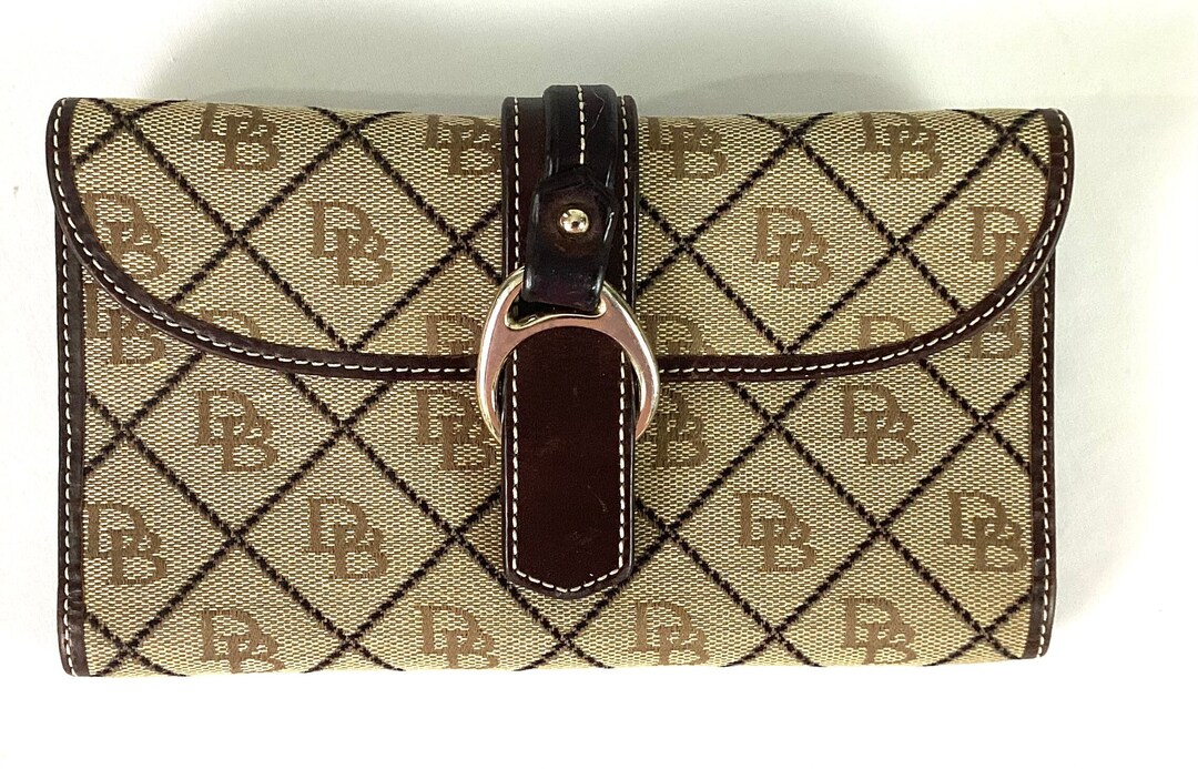 Dooney and Bourke- Signature Jacquard Weave and Leather Trifold Wallet ...
