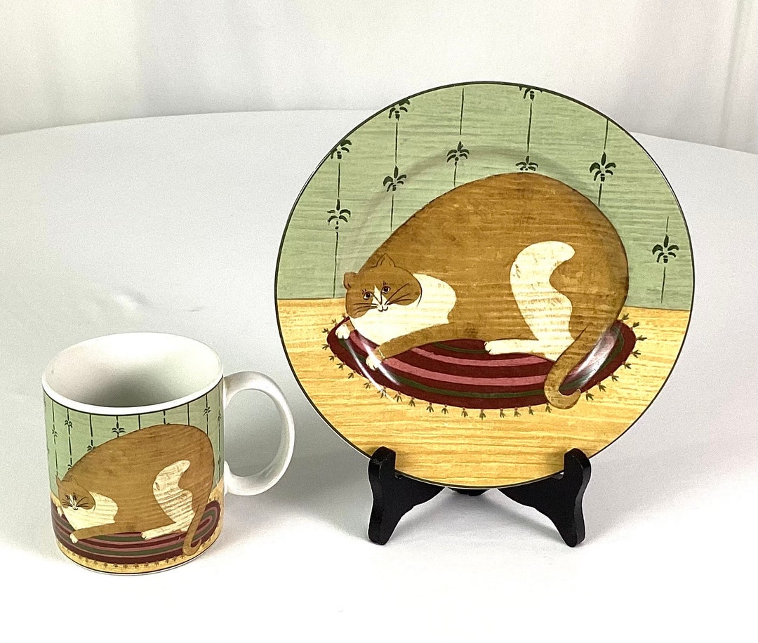 Warren Kimble-“cat Collection”-coffee Cup and Plate - Etsy