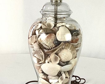 Vintage Ginger Jar Glass Lamp, Small Fillable Lamp, Seashell Filled ...