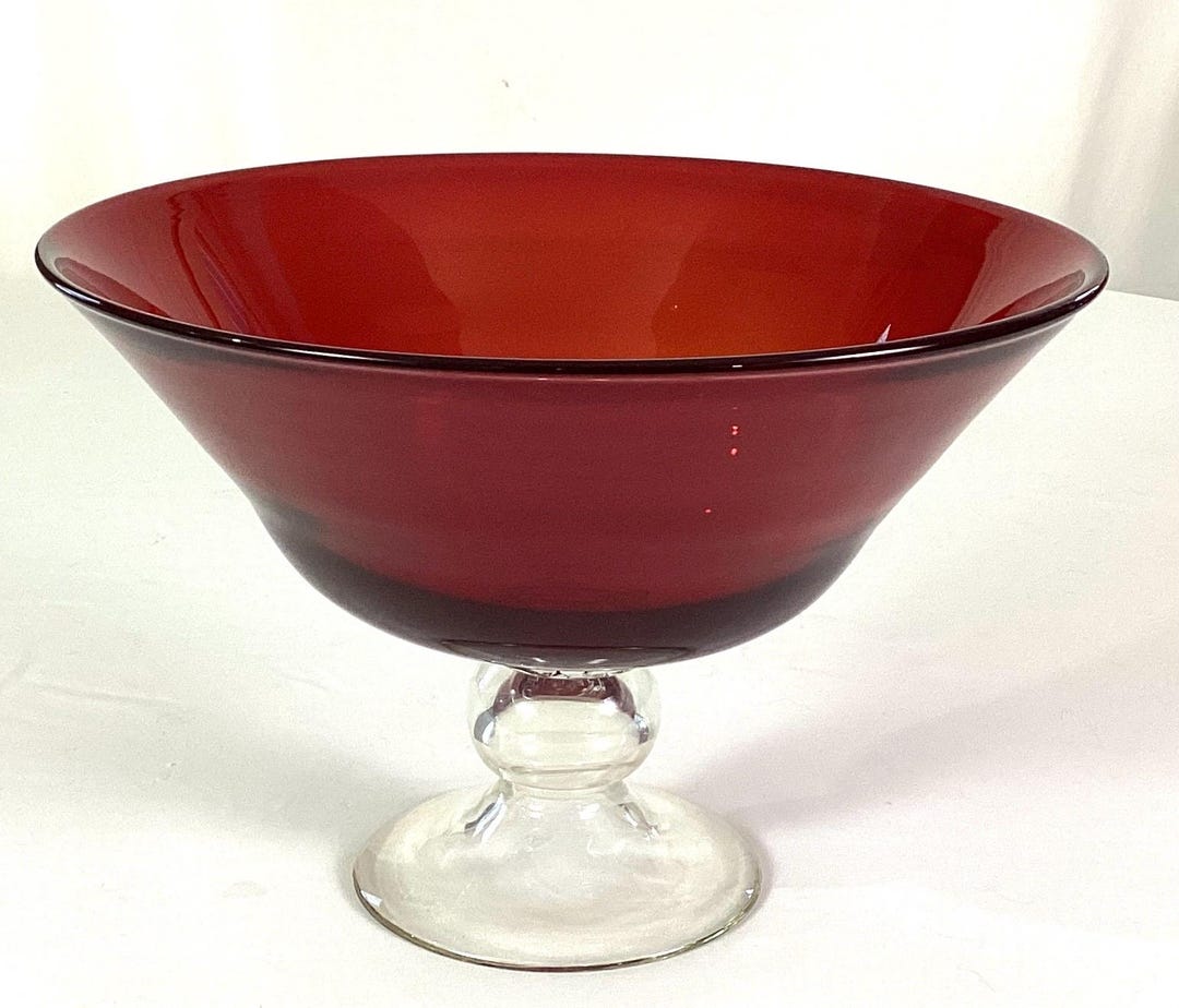 Large Superior Ruby Red, Pedestal Centerpiece Bowl - Etsy