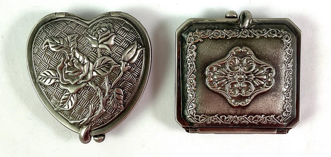 Pewter Compact Mirrors/lockets -a Pair - Etsy