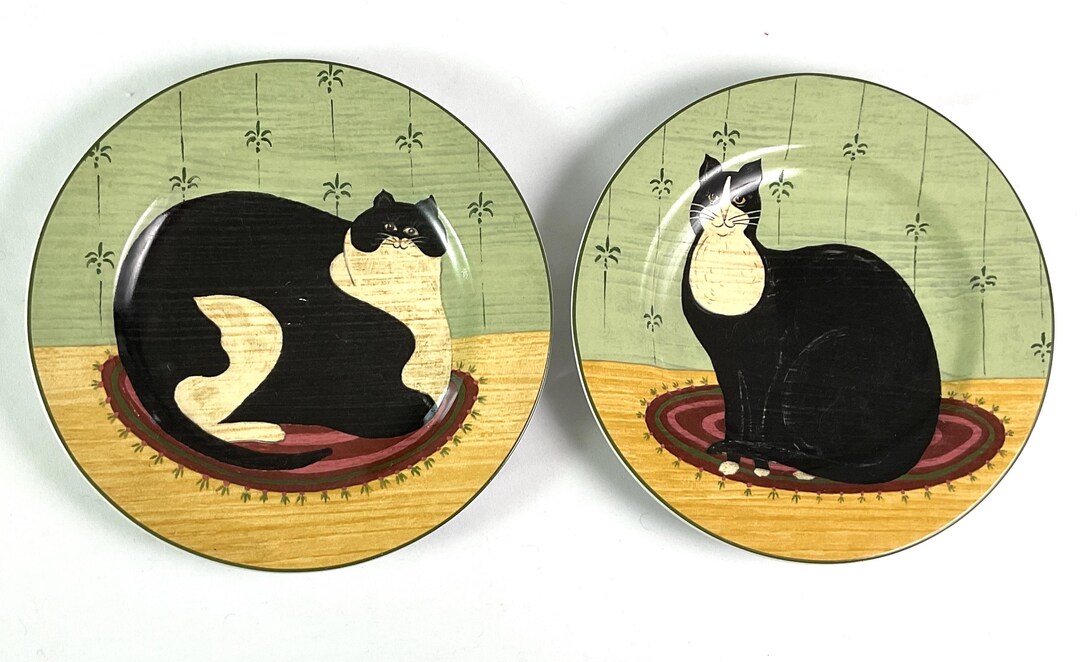Warren Kimble-2000-cat Collection Plates – Pair - Etsy