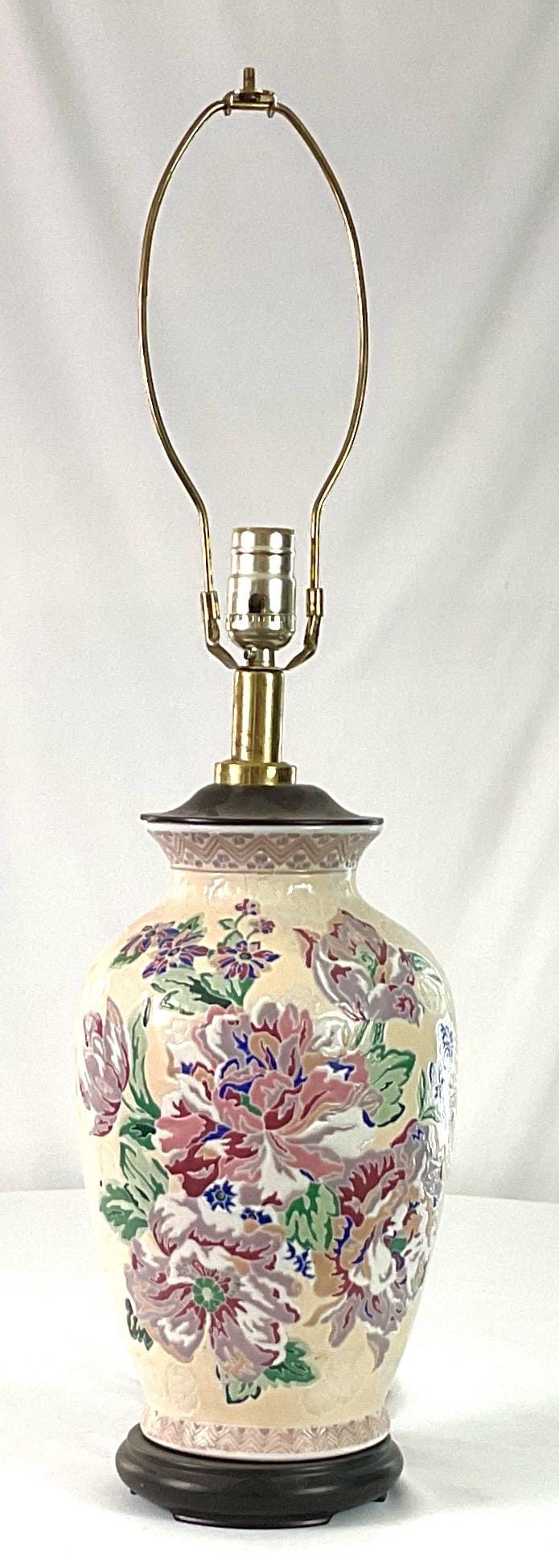 Vintage Ethan Allan Porcelain Ginger Jar Table Lamp, With Hand Painted ...