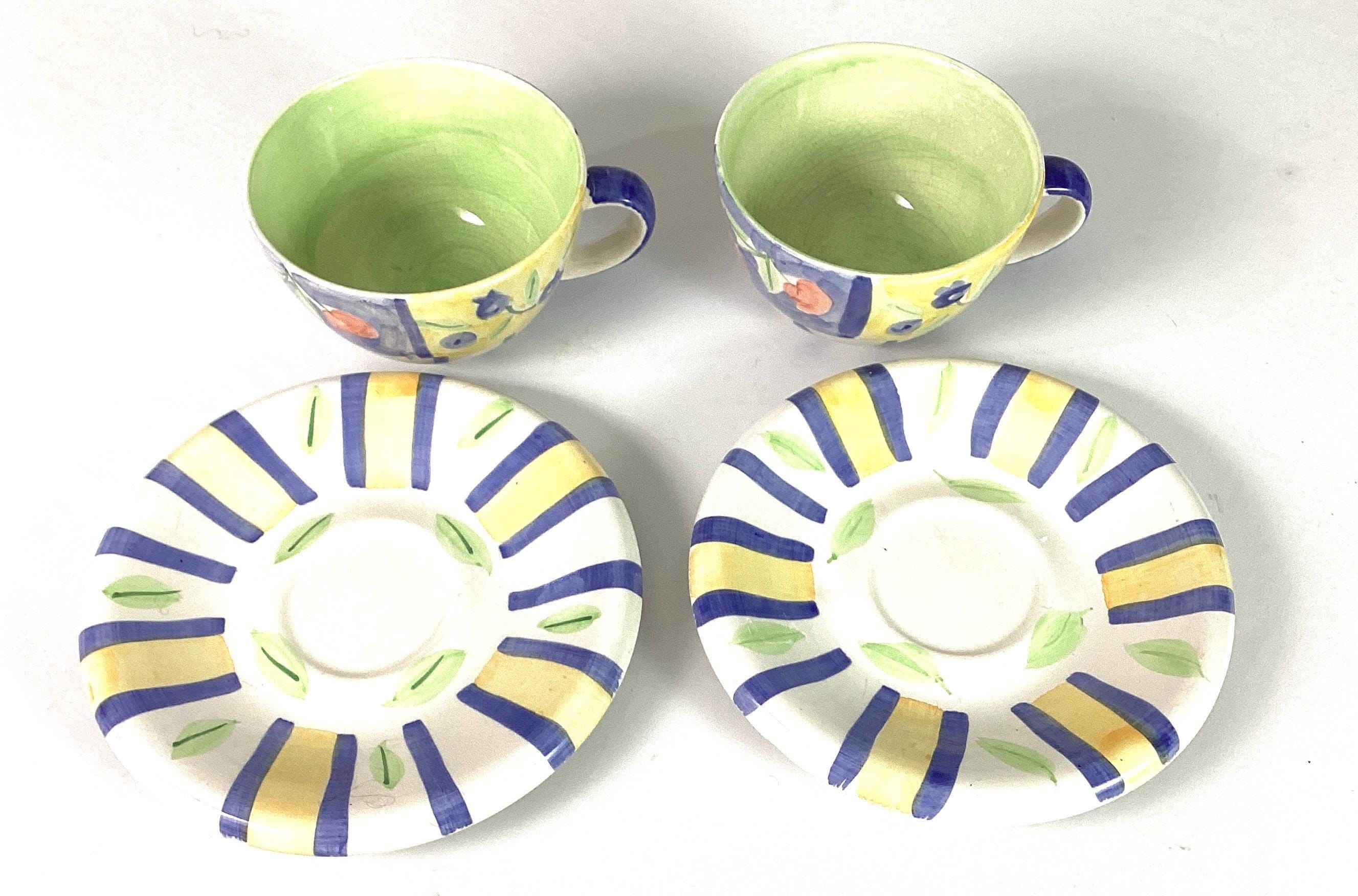 Bella Ceramics Coffee Cups and Saucers- a Pair - Etsy