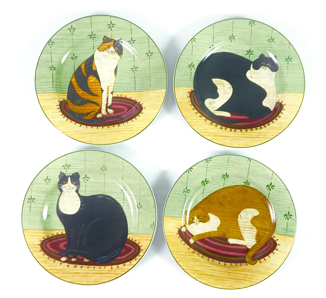 Warren Kimble-for Sakura-“ Cat Collection”plates-set of Four-like New ...