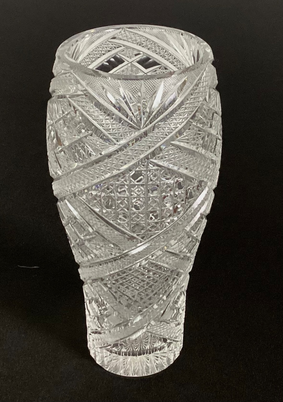 Contemporary Large Cut Glass Vase - Etsy