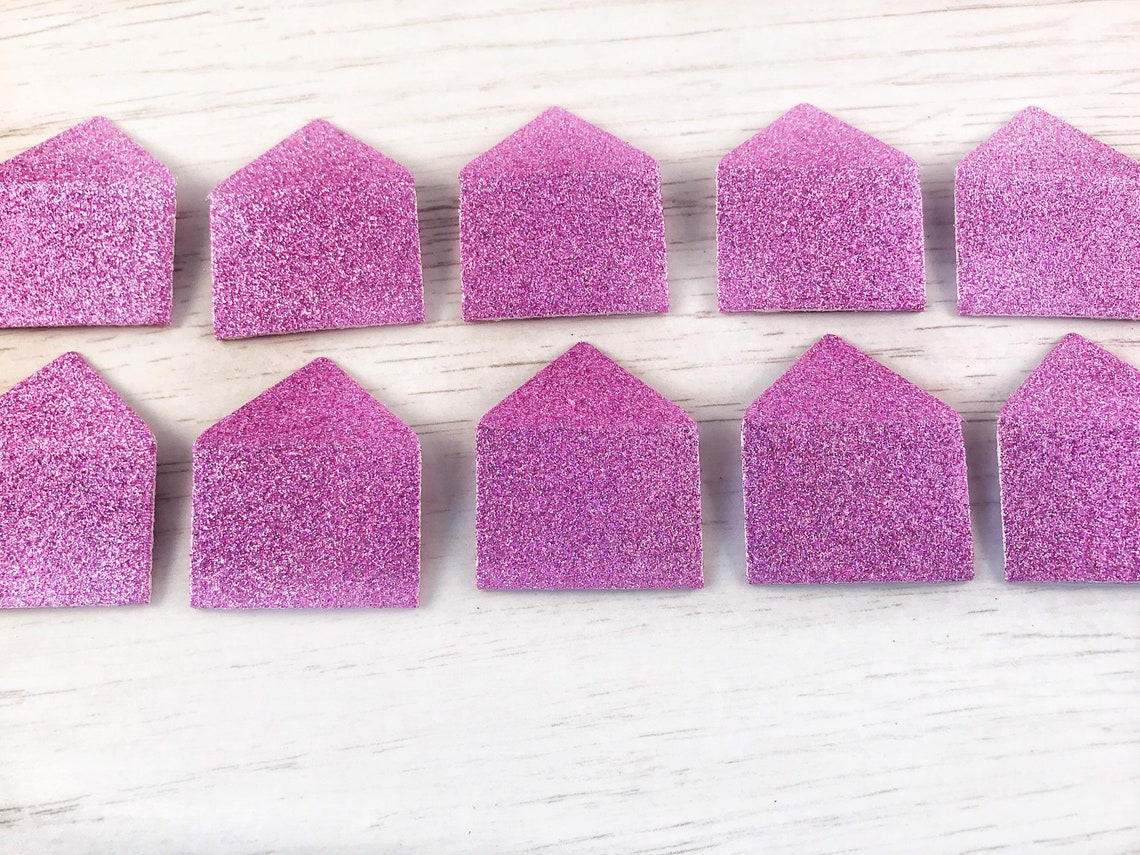 10 mini cards and envelopes glitter pink envelopes thank you | Etsy