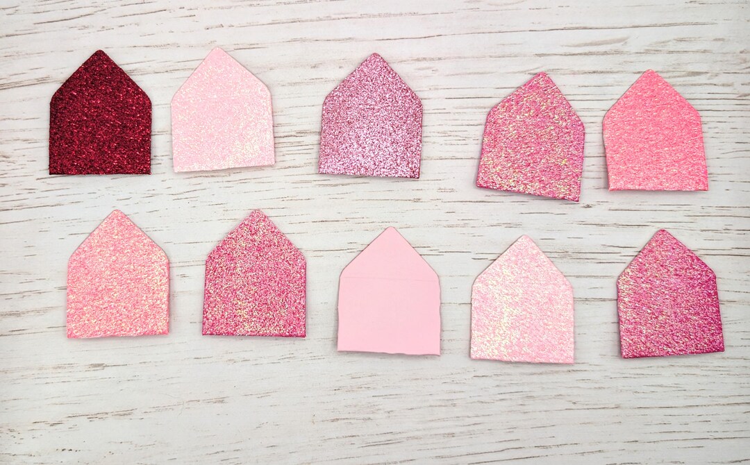 Mini Pink Envelopes and Cards, Glitter Matte, Set of 10 - Etsy