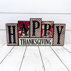 Reversible Merry Christmas and Happy Thanksgiving Letter Block Set ...