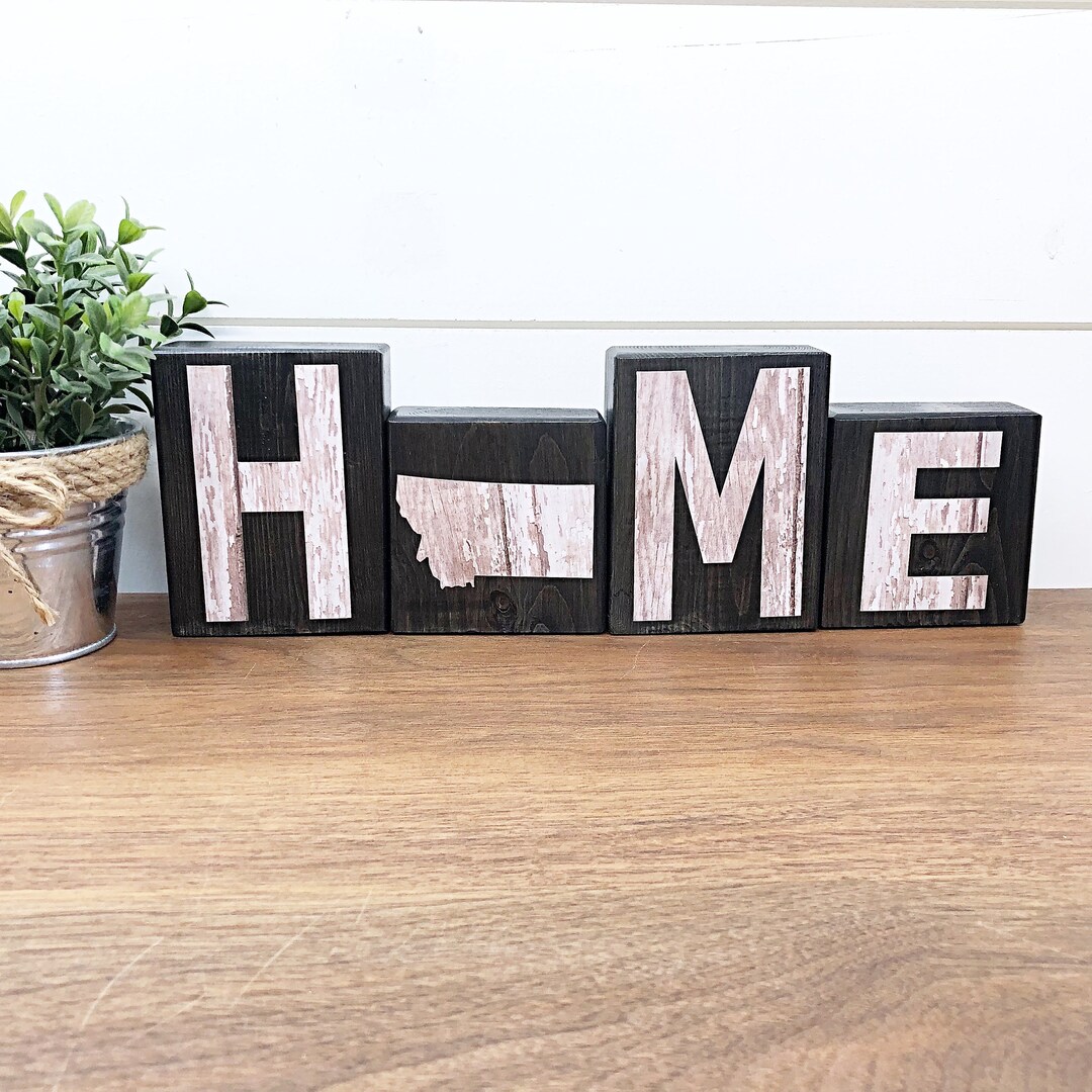 Montana Home Rustic Wooden Letter Block Set, Farmhouse Style Decor for ...