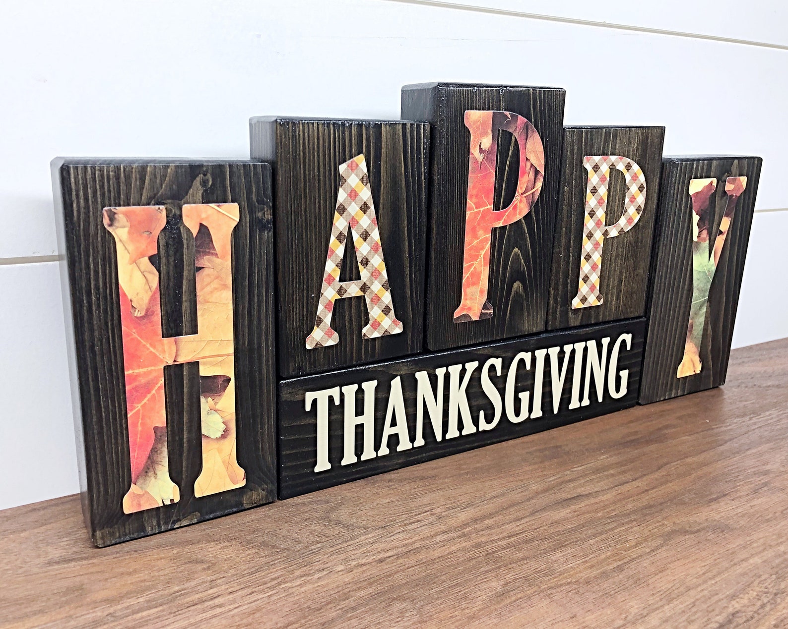 Reversible Merry Christmas and Happy Thanksgiving Letter Block Set for ...