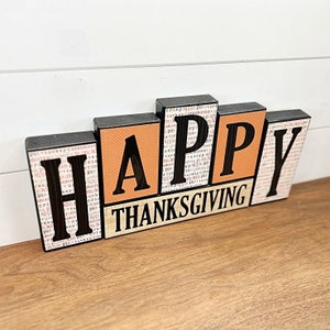 Reversible Merry Christmas and Happy Thanksgiving Letter Block Set for ...