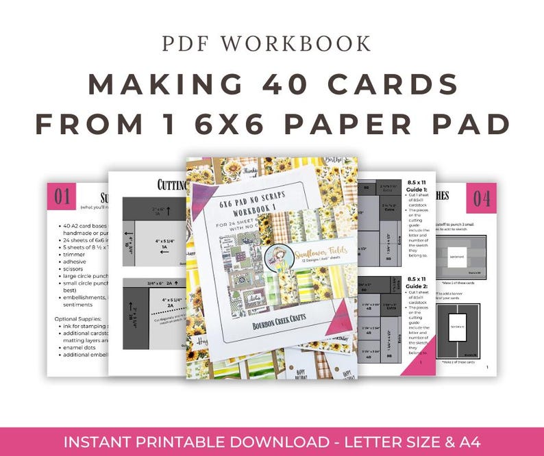 Guide to Use up a Whole 6x6 Paper Pad to Make 40 Cards, Templates and ...
