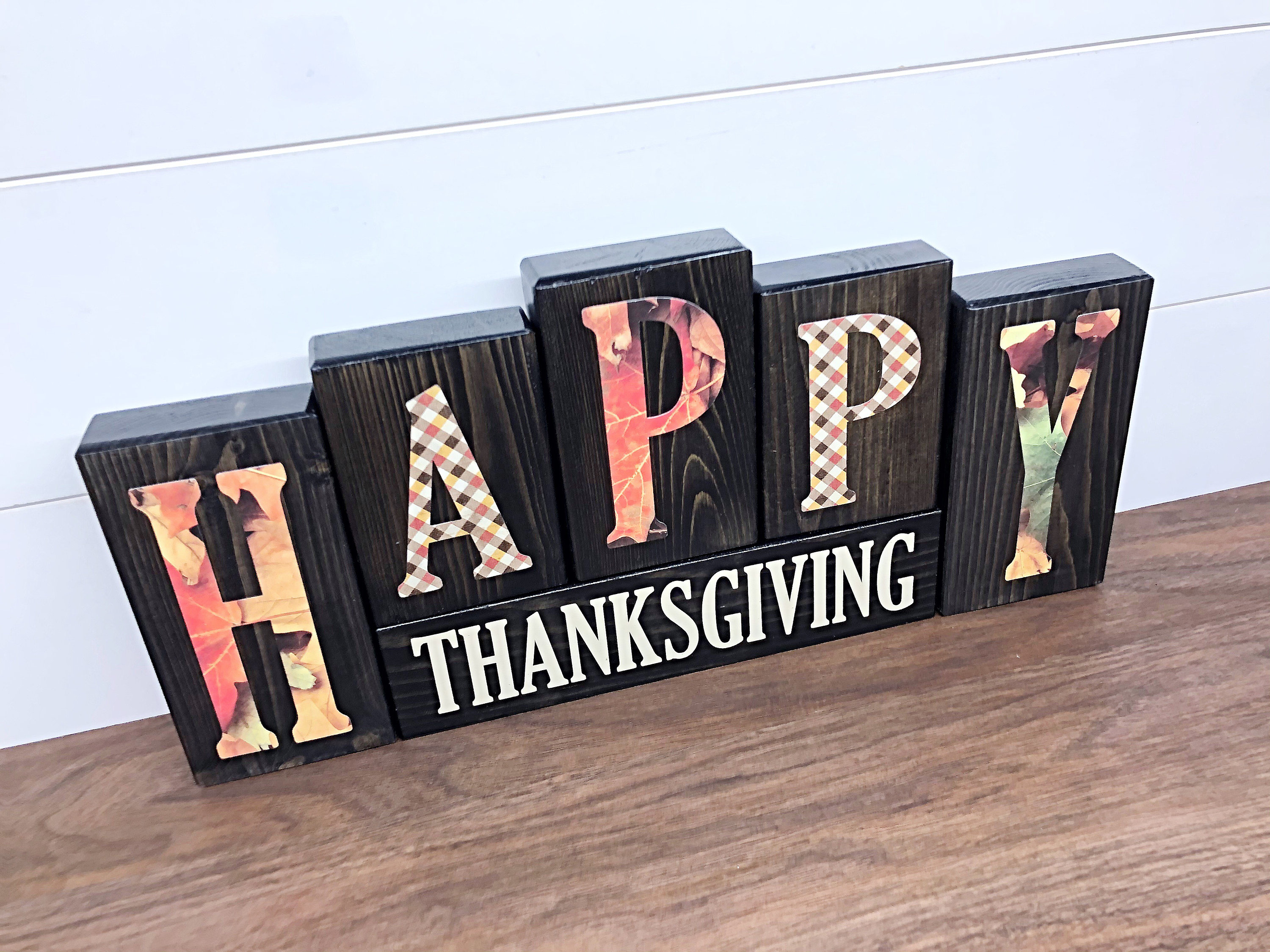 Reversible Merry Christmas and Happy Thanksgiving Letter Block Set for ...