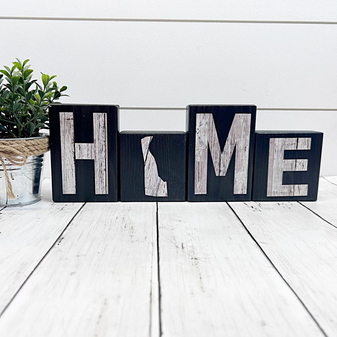Delaware Home Rustic Wooden Letter Block Set, Shelf, Mantle or Tabletop ...