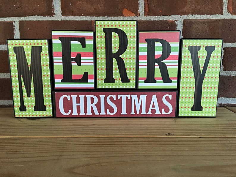 Reversible Merry Christmas and Happy Thanksgiving Letter Block - Etsy