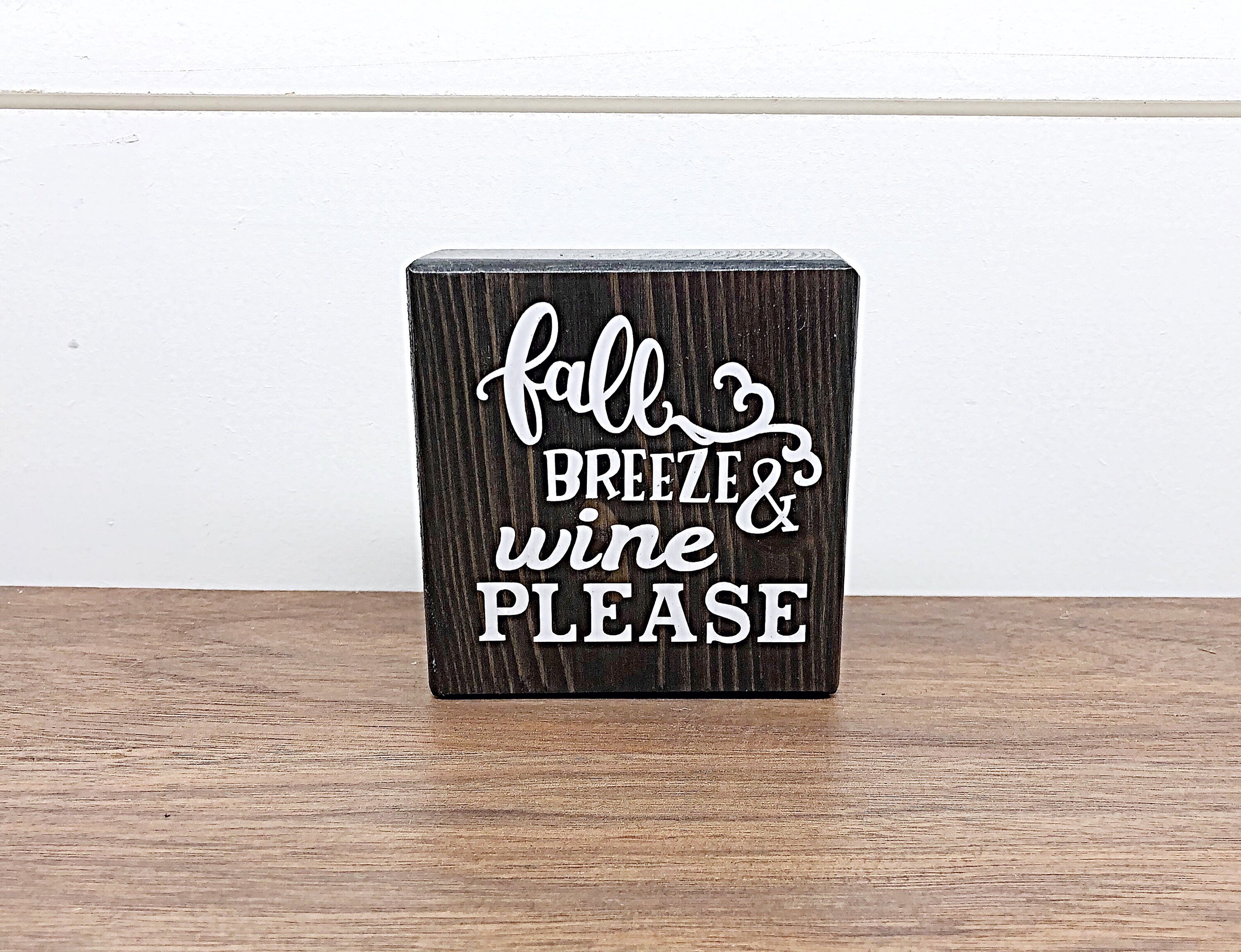 Reversible Halloween and Fall Wine Themed Rustic Wooden Block | Etsy