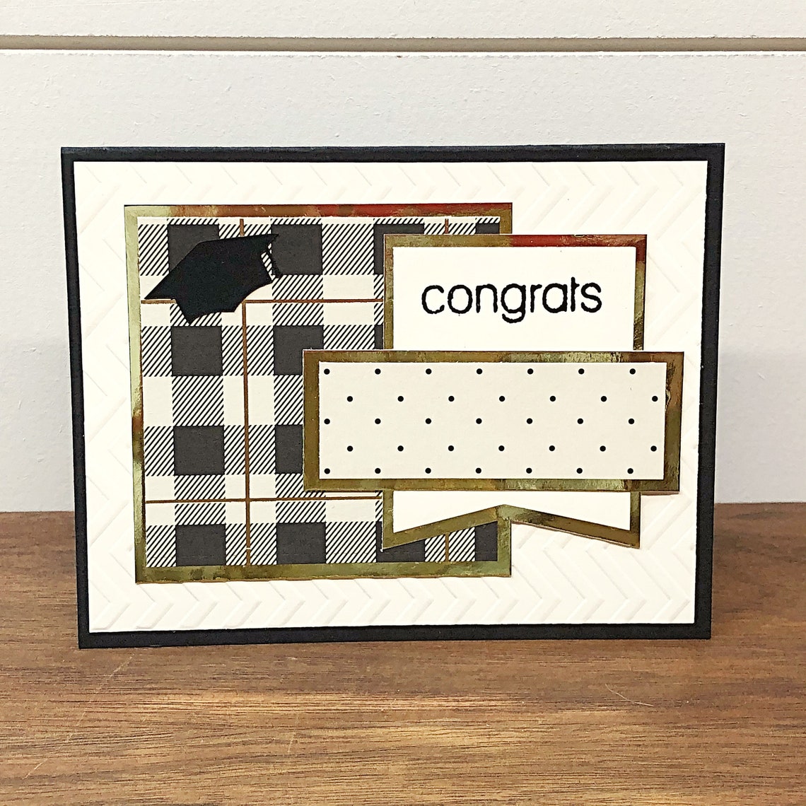 Handmade Graduation Card, Black Cream and Gold Elegant Card for ...