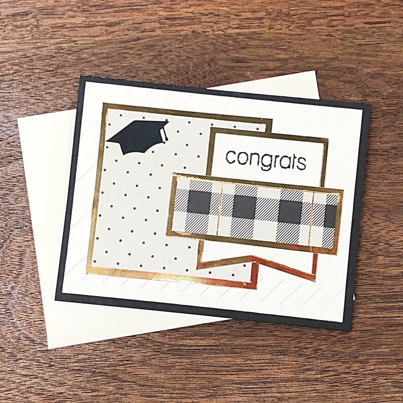 Elegant Graduation Card Black Cream and Gold Handmade Card - Etsy