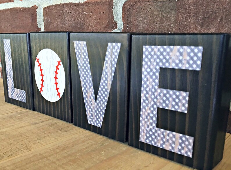Baseball Love Letter Block Set Rustic Wooden Decor for Shelf - Etsy
