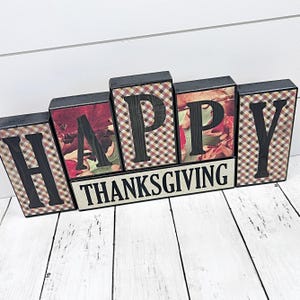 Reversible Merry Christmas and Happy Thanksgiving Letter Block Set ...