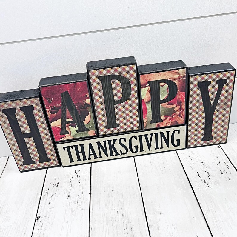Reversible Merry Christmas and Happy Thanksgiving Letter Block Set ...