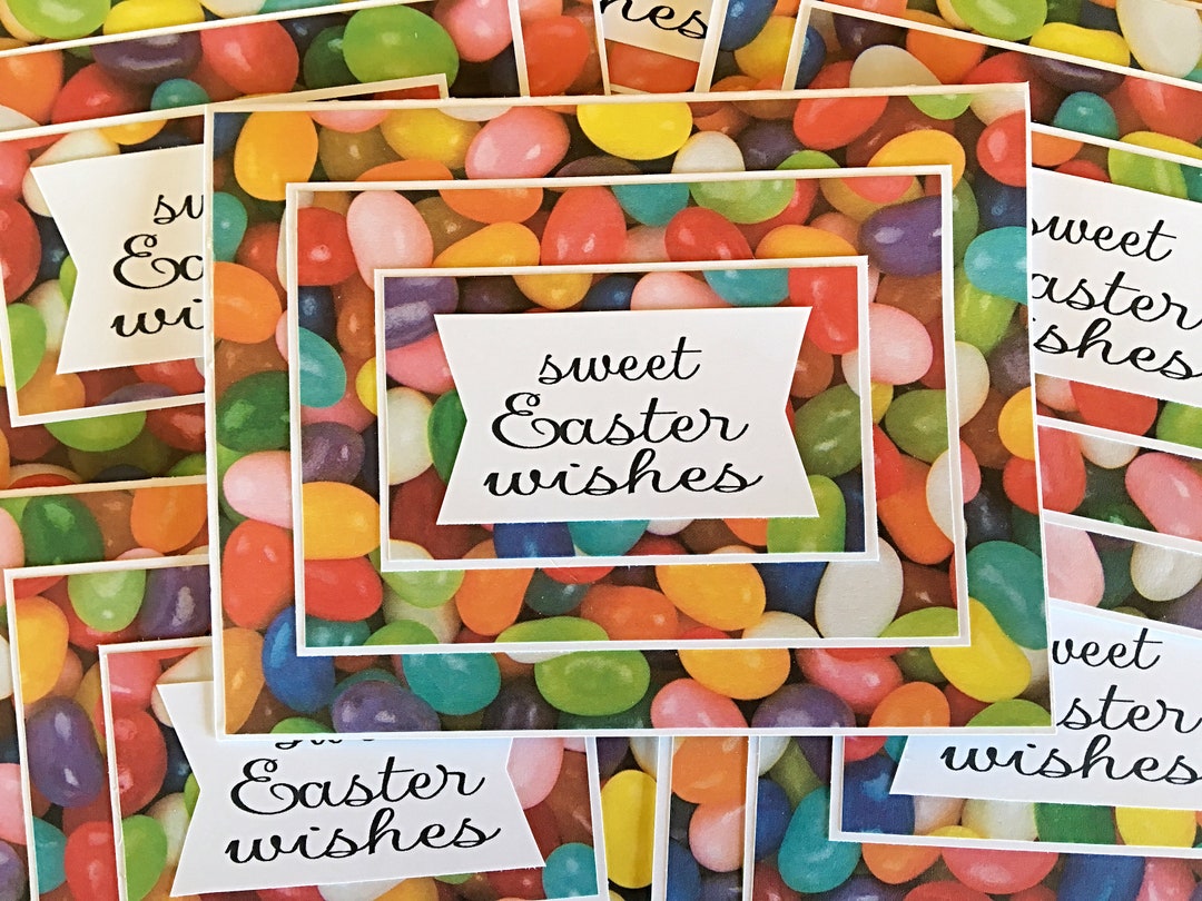 Cute Easter Card Set of 6, Sweet Easter Wishes Jelly Beans Blank Note ...