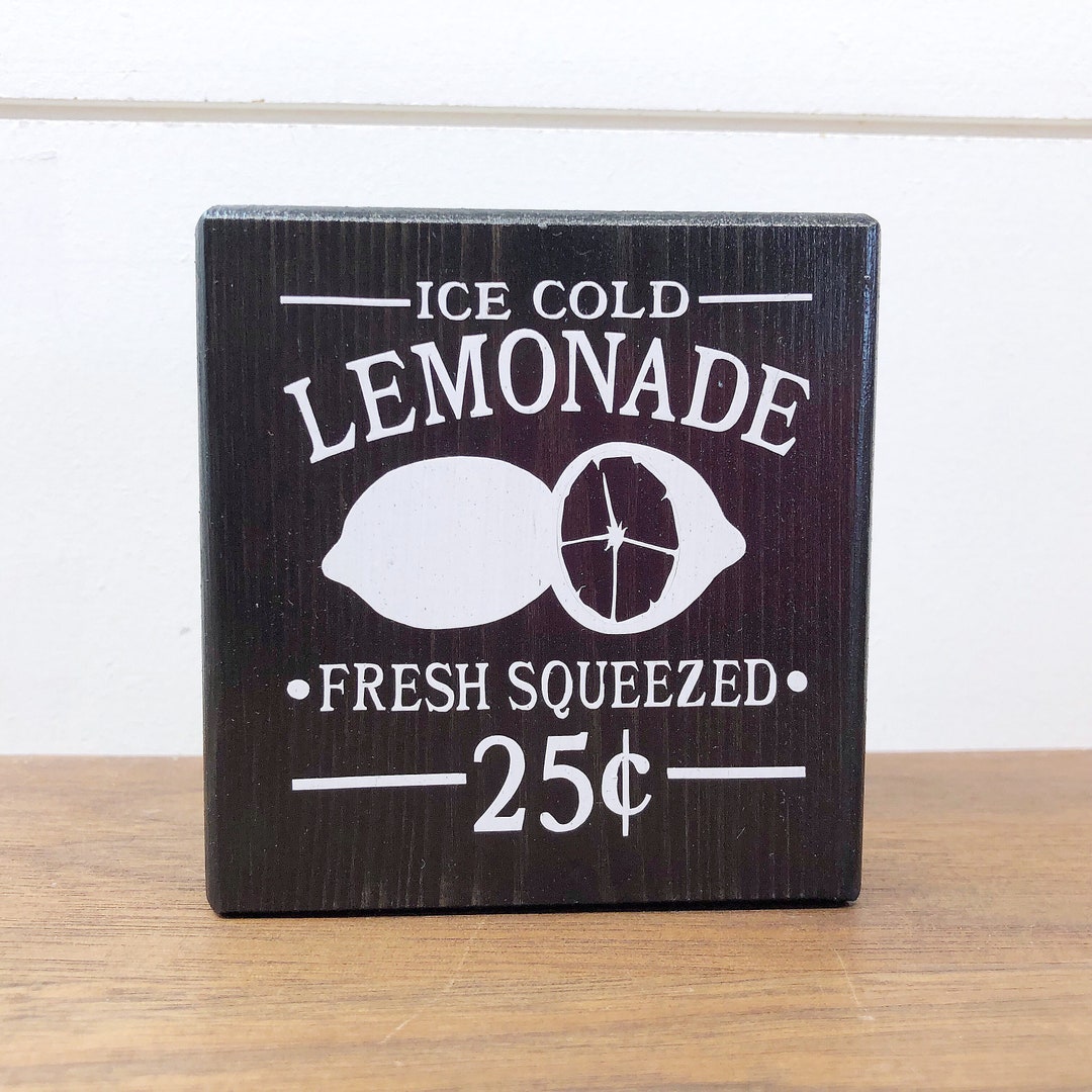 Ice Cold Lemonade Mini Block, 3 Inch Block for Tiered Tray or Shelf ...