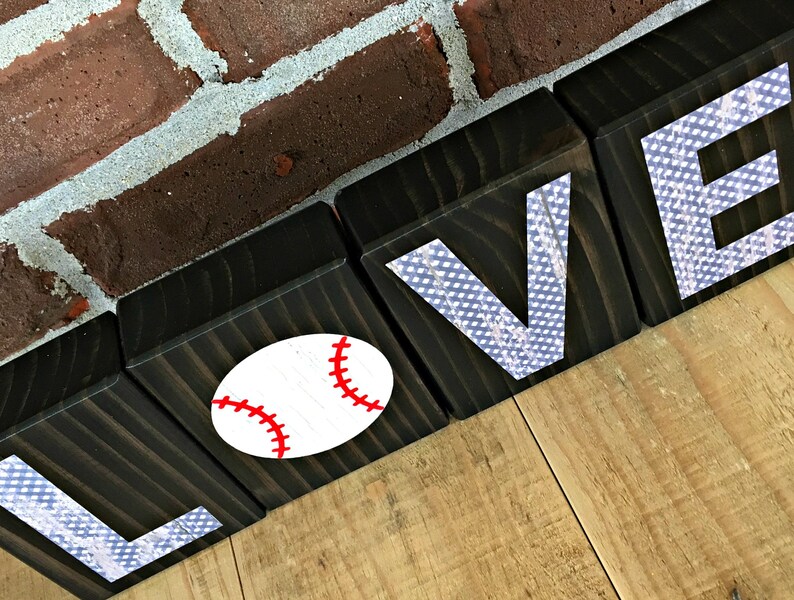 Baseball Love Letter Block Set Rustic Wooden Decor for Shelf | Etsy