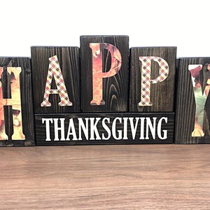 Reversible Merry Christmas and Happy Thanksgiving Letter Block Set for ...