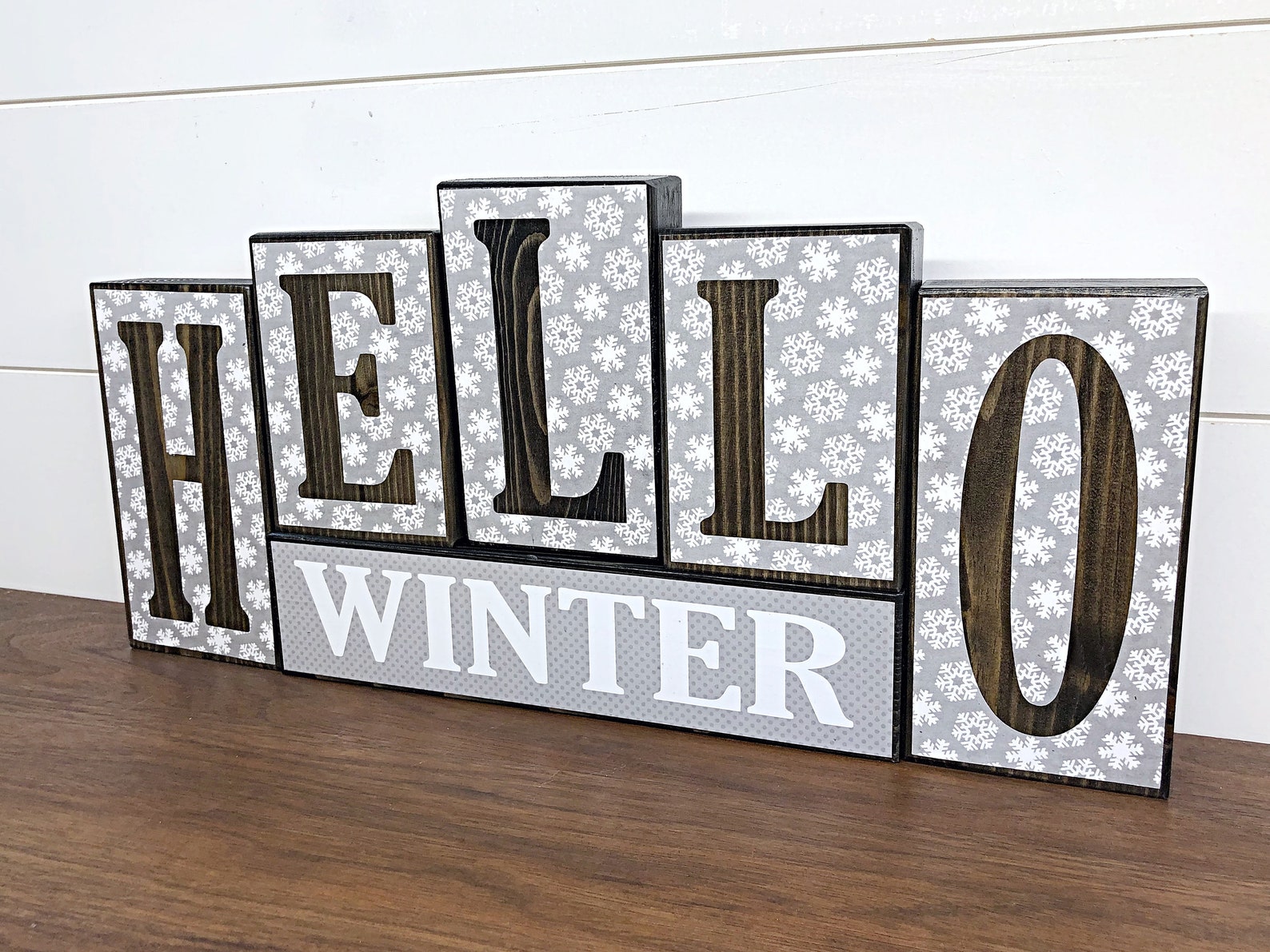 Reversible Merry Christmas and Hello Winter Letter Block Set - Red ...