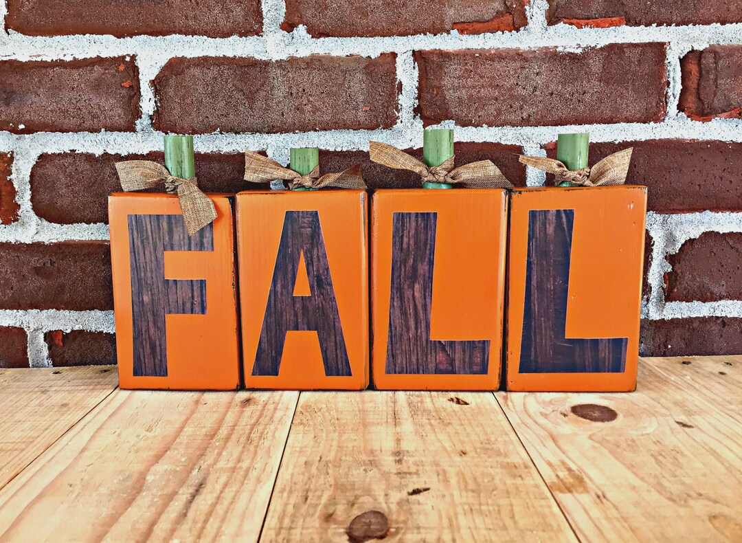 Pumpkin Fall Wooden Letter Block Set Rustic Autumn Decor for - Etsy