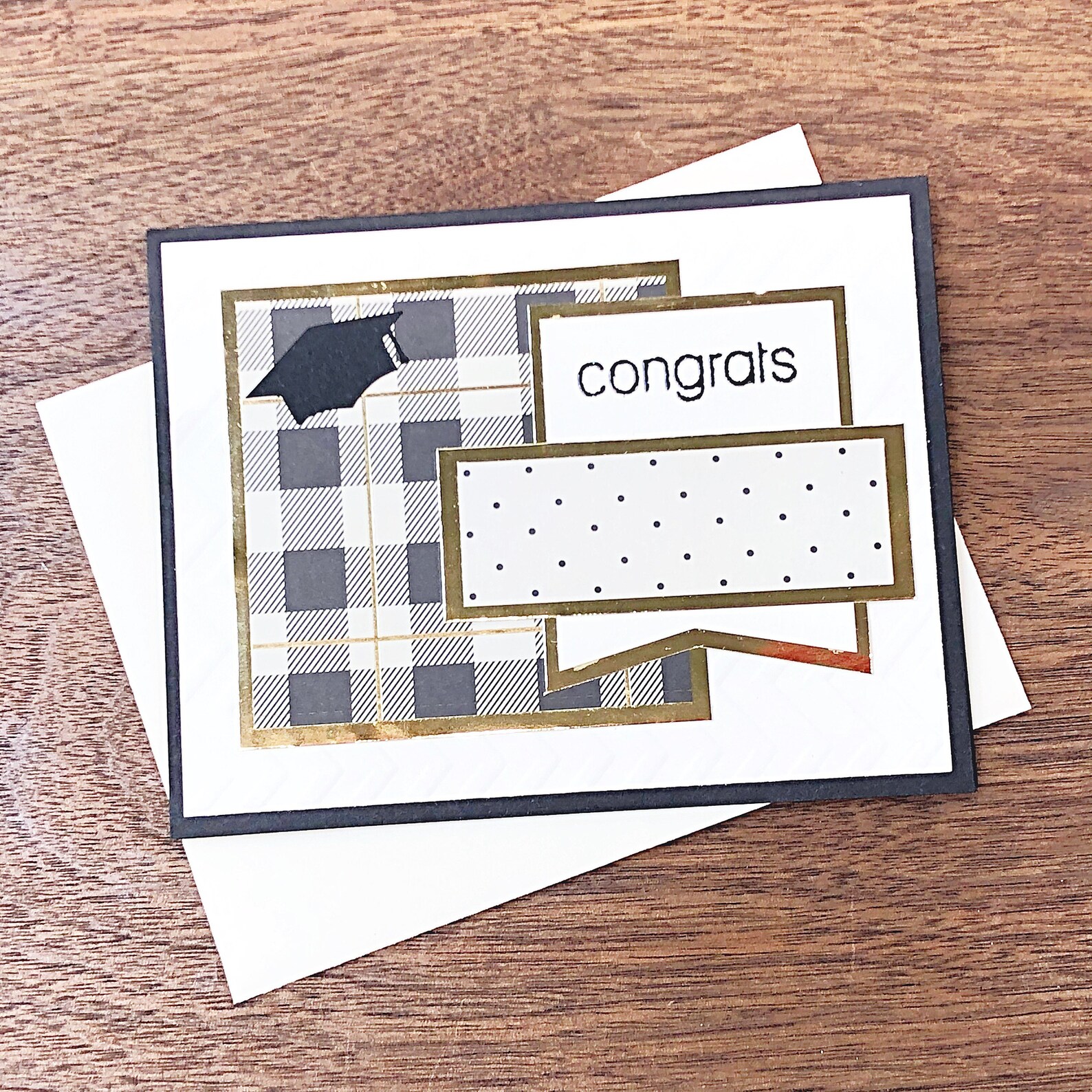 Handmade Graduation Card, Black Cream and Gold Elegant Card for ...