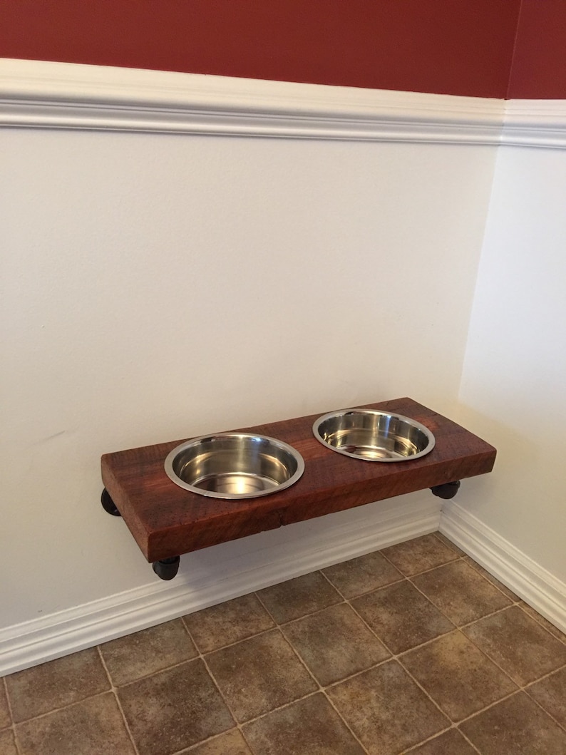 Reclaimed Barn Wood Floating Raised Dog Feeder - Etsy Canada