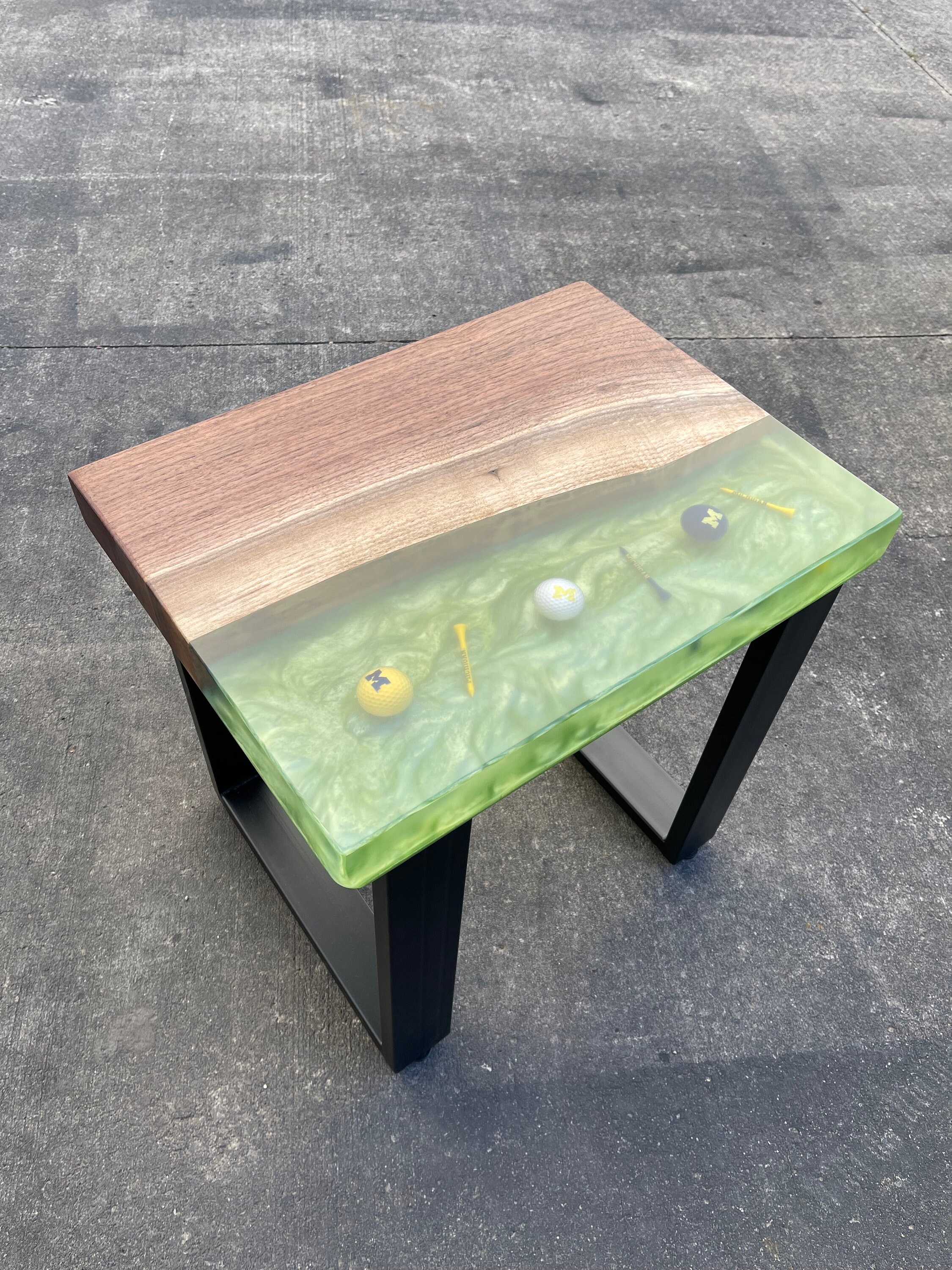 Handmade Golf Ball Epoxy River Table: Steel Leg End Table - Etsy