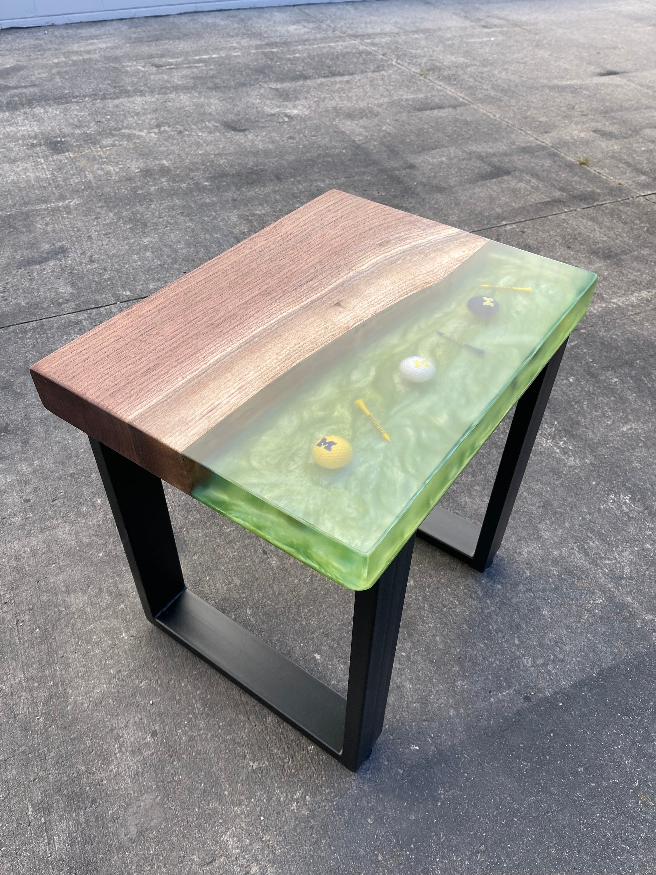 Handmade Golf Ball Epoxy River Table: Steel Leg End Table - Etsy