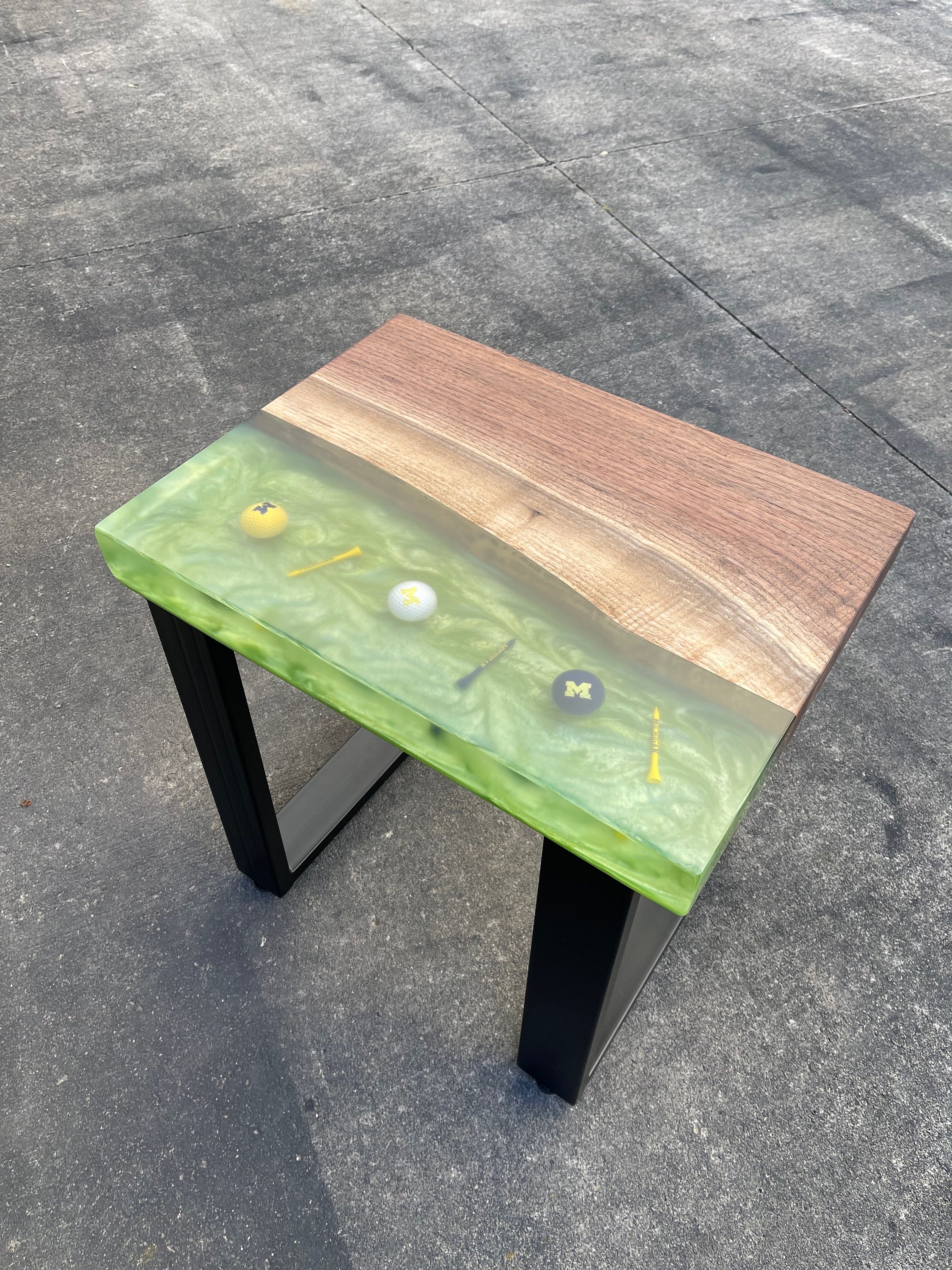 Handmade Golf Ball Epoxy River Table: Steel Leg End Table - Etsy