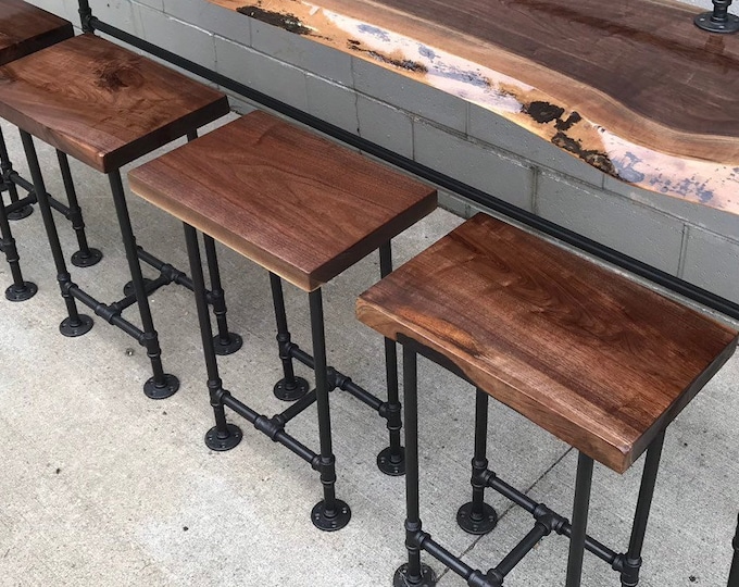Live Edge Walnut Bar Stool - Etsy