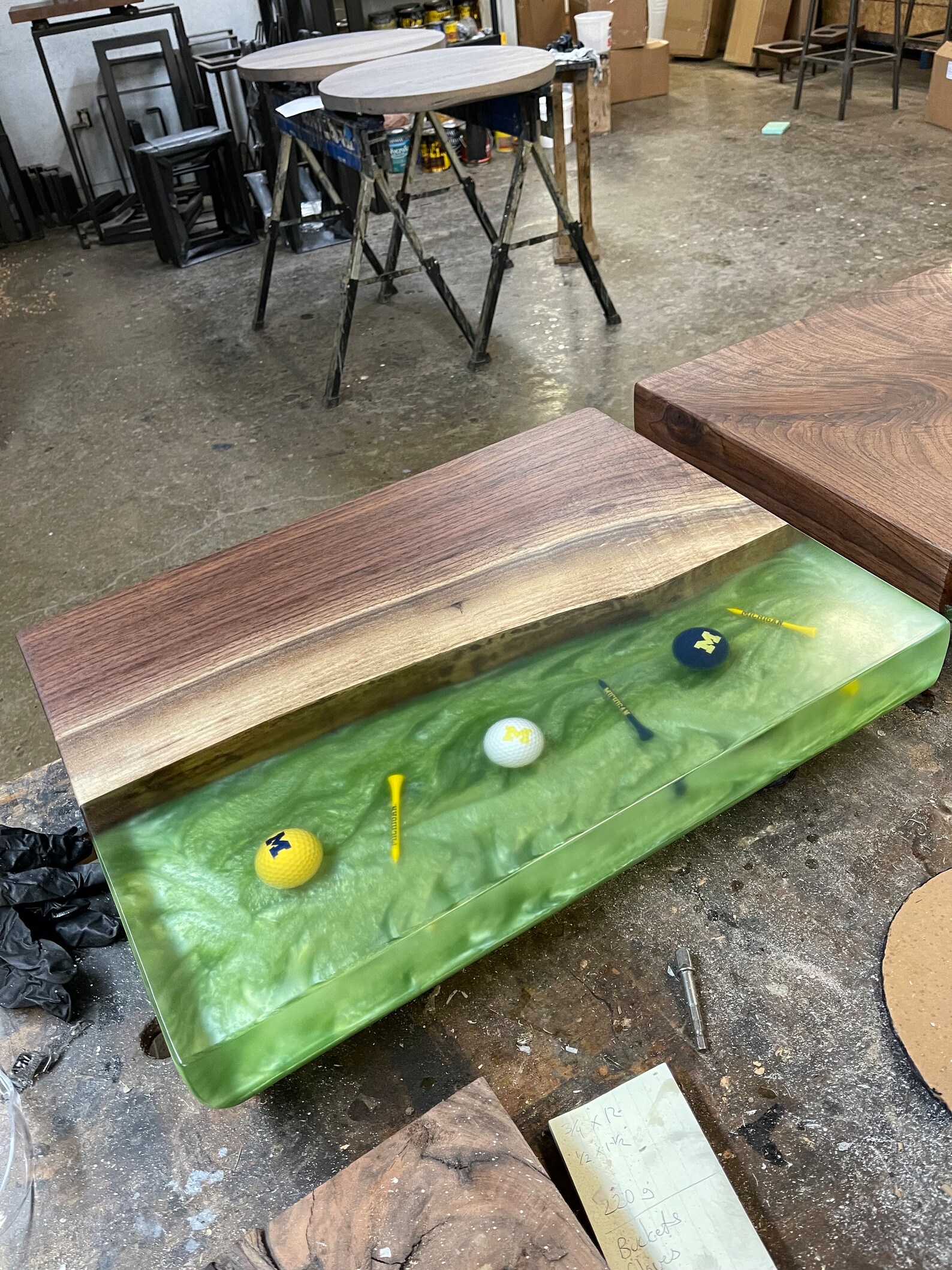 Handmade Golf Ball Epoxy River Table: Steel Leg End Table - Etsy