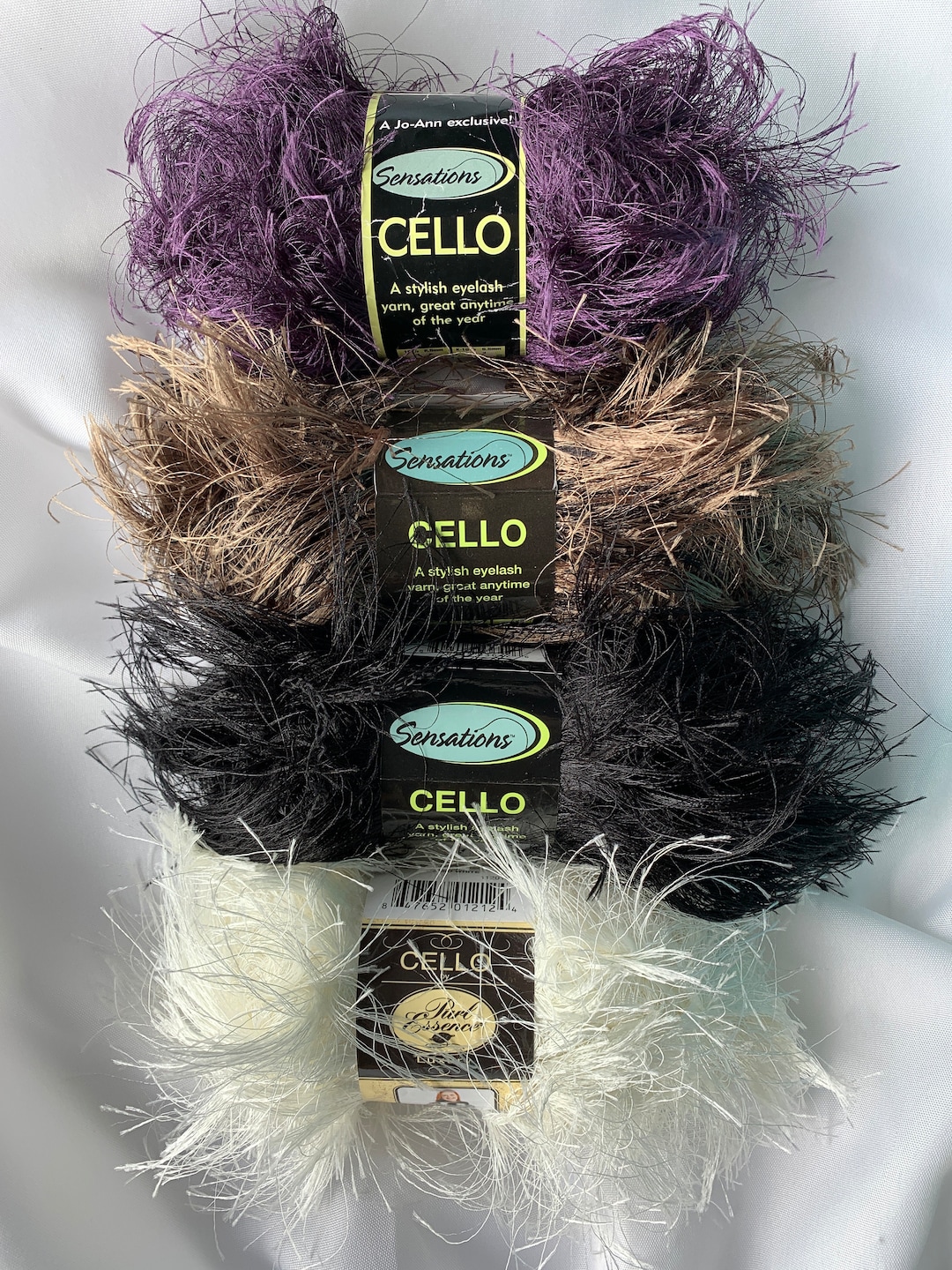Sensations Cello Eyelash Yarn: Dark Purple, Black, White - Bulky 5 ...