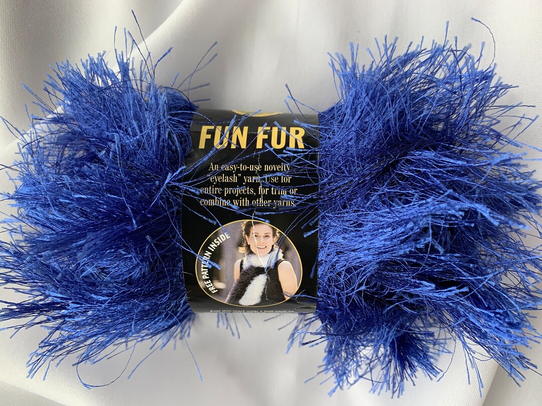 SAPPHIRE Color #109 Fun Fur by Lion Brand Yarn Vibrant Color Eyelash ...
