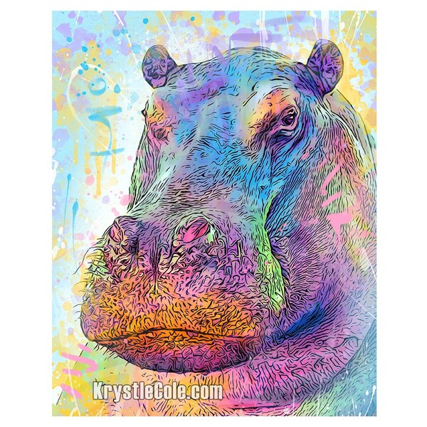 Hippo Painting - Etsy