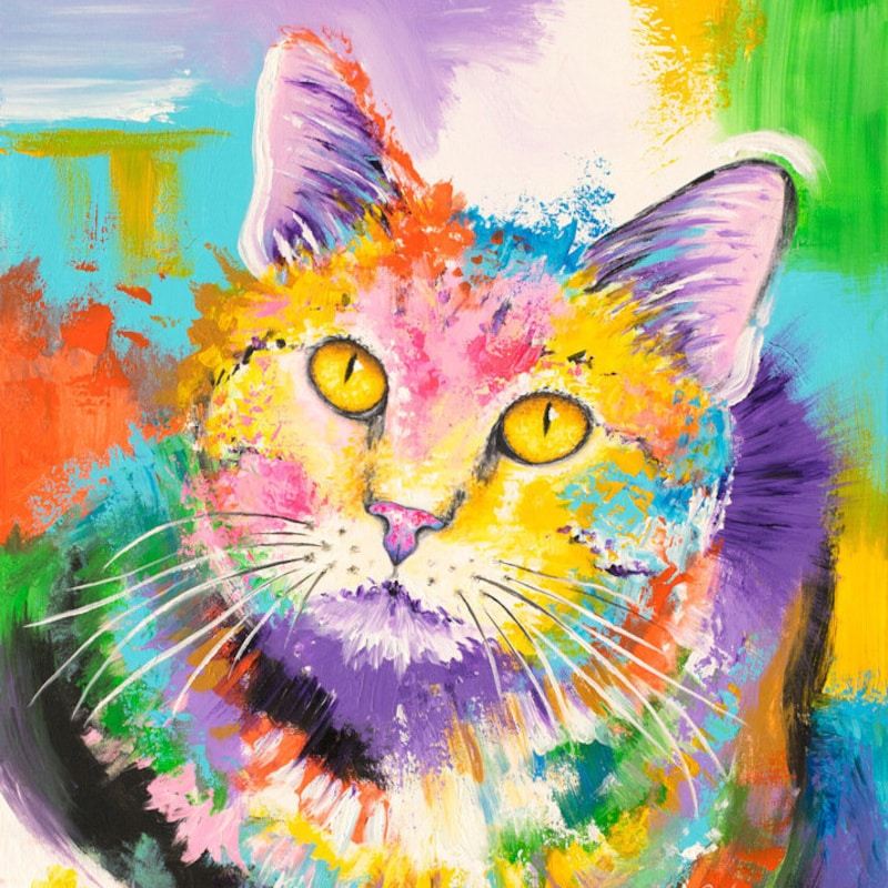 Modern Cat Art - Etsy