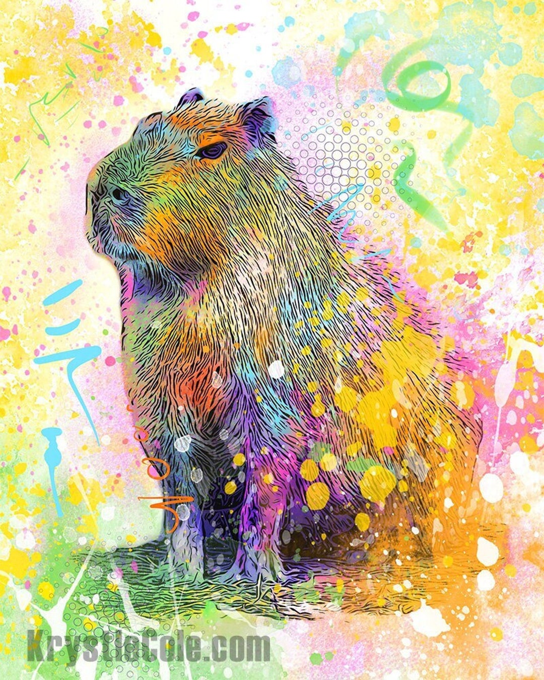 Capybara Art Capybara Print. Capybara Wall Decor on CANVAS or PAPER by ...