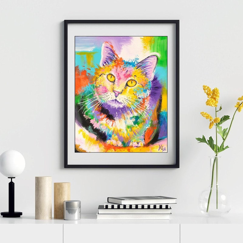 Modern Cat Art - Etsy